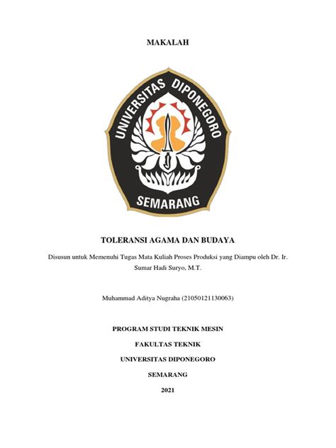 Muhammad Aditya Nugraha 21050121130063 Toleransi Agama Dan Budaya Pdf