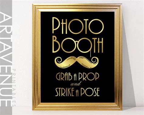 Photo Booth Grab A Prop And Strike A Pose Printable Art Gatsby
