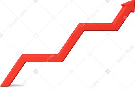 Png 및 Svg의 3d 빨간색 지그재그 화살표 차트 일러스트
