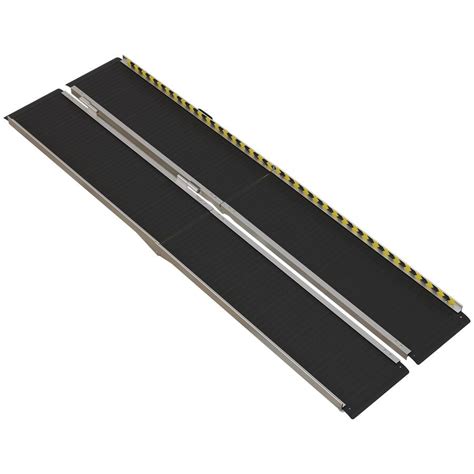 Homcom Wheelchair Ramp 8ft Foldable Threshold Ramp Aluminum Handicap Ramp With Non Slip