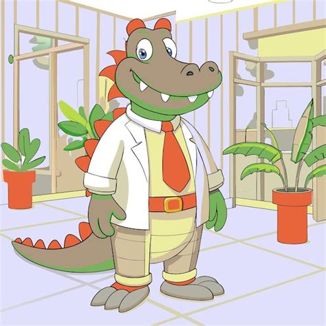 Um Desenho Animado De Um Dinossauro Com Uma Gravata E Uma Gravata