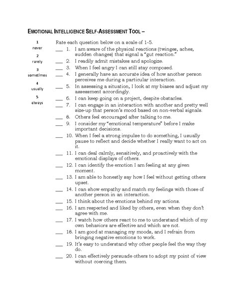 Ei Assessment All The Best Emotional Intelligence Self Assessment