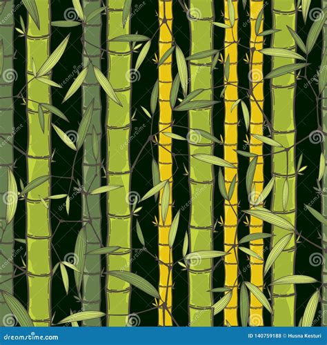 Chinese Or Japanese Bamboo Grass Oriental Wallpaper Vector Illustration