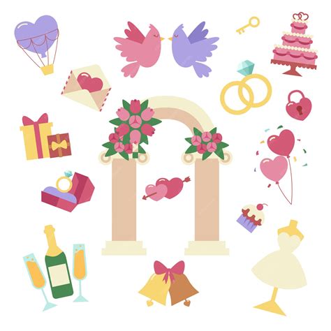 Premium Vector Wedding Elements Vector Set Isolated