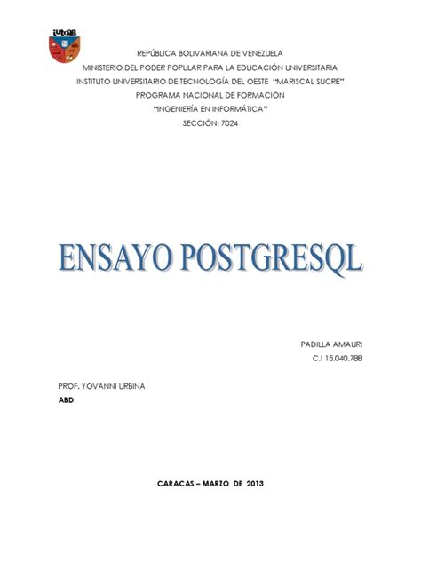 Ensayo Postgresql Pdf Postgre Sql Distribución De Linux