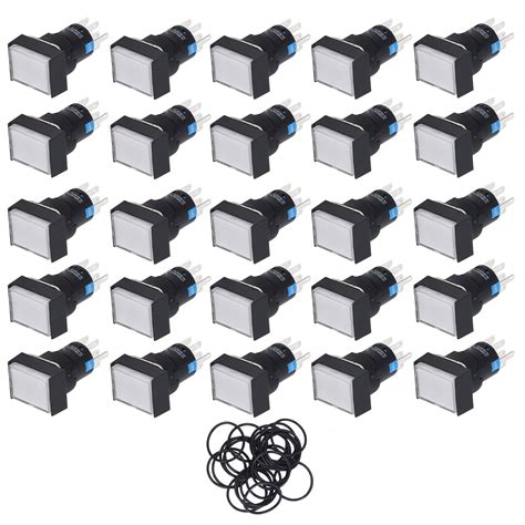 25pcs Micro Button Switch With Light Self Locking Push Switch For Industrial Device 220v 5a