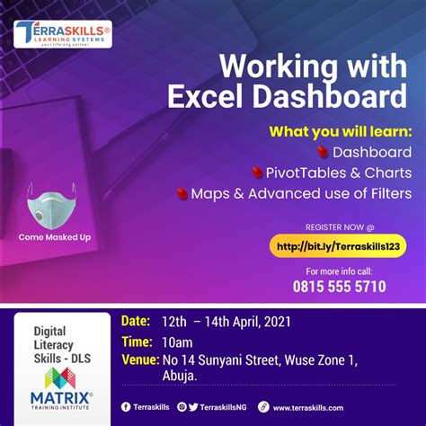 Excel Masterclass Working With Excel Dashboard Terraskills Professional Training In Abuja