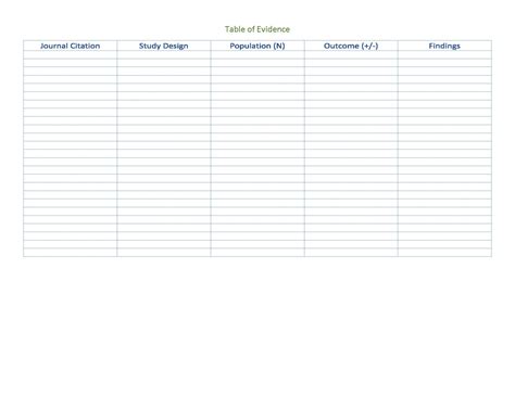 Evidence Table Template
