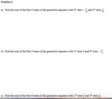 Solved Problem 4 A Find The Sum Of The First 5 Terms Of