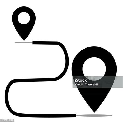 흰색 배경에 검은 색 경로 위치 아이콘입니다 플랫 스타일 Gps 네비게이터 맵 포인터 기호 개념에 대한 스톡 벡터 아트 및 기타 이미지 Istock