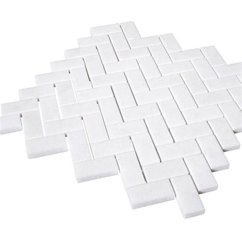 Herringbone Thassos Mini High Quality Greek Marble Mosaics Ivyspace