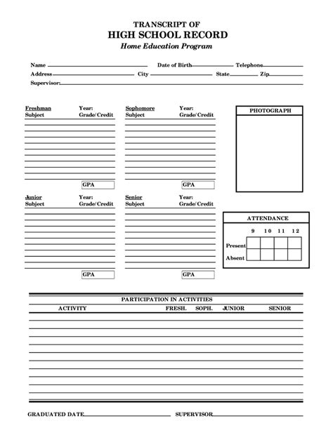Ok Homeschool Transcript Of High School Record Form Fill Online Printable Fillable Blank