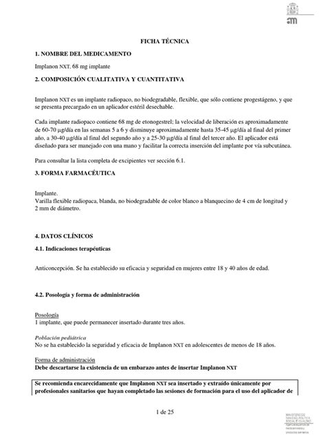 Implanon Nxt 68 Mg Implante Pdf Control De La Natalidad Píldora