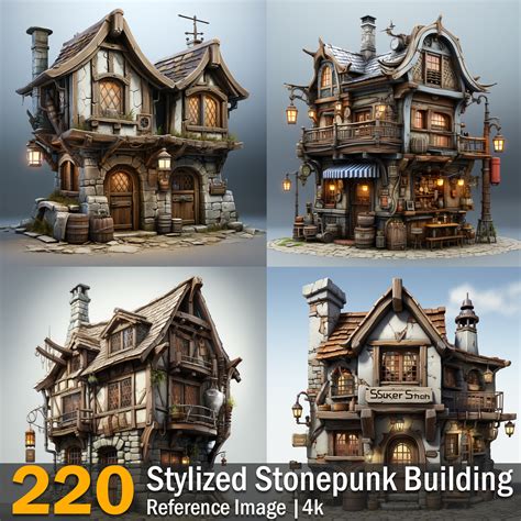 Artstation Stylized Stonepunk Building Reference Images 4k Artworks