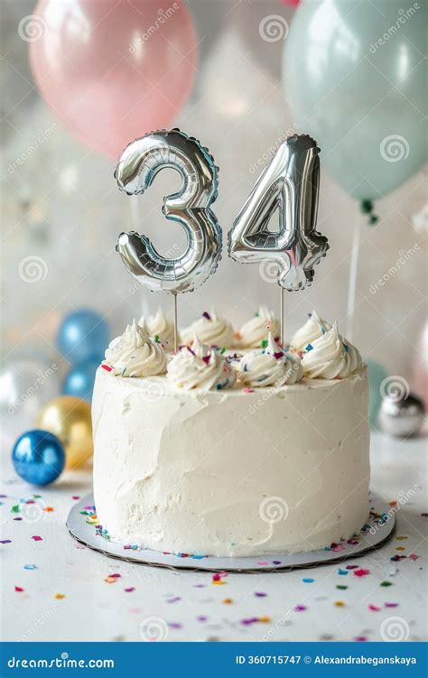 Elegant 34th Birthday Cake With Gold Leaf Royalty Free Stock
