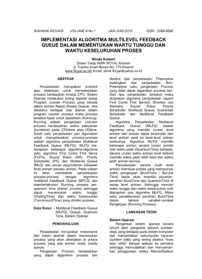 Implementasi Algoritma Multilevel Feedback Queue Dalam Mementukan Waktu