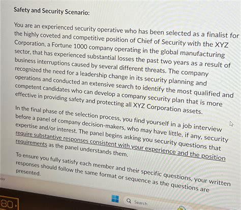 Solved Safety And Security Scenario You Are An Experienced Chegg