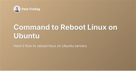 Command To Reboot Linux On Ubuntu