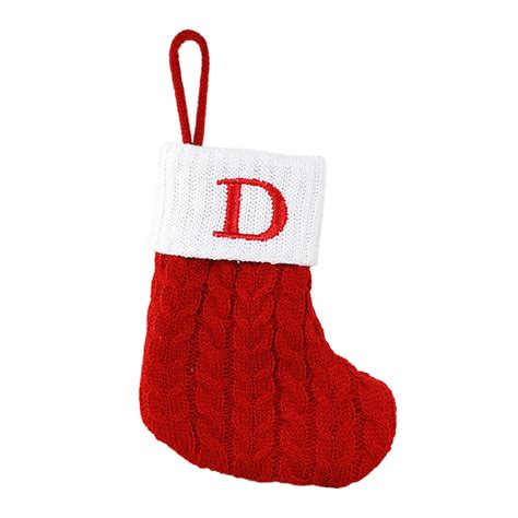 Yimwnyi Christmas Stockings With Initial Small Embroidered Letter Knit