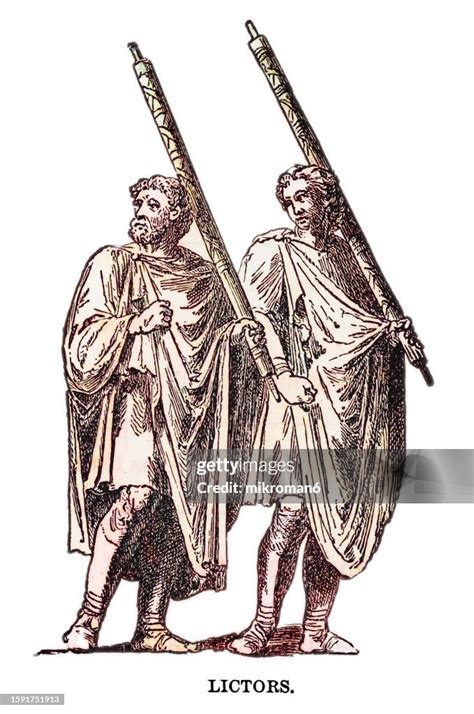 Old Engraved Illustration Of A Lictors A Roman Civil Servant Who Was An