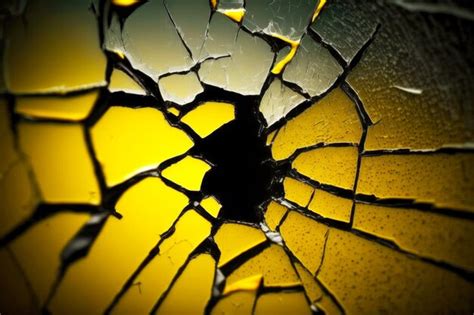 Premium Photo Yellow Cracks On Surface Of Cracked Glass Pattern