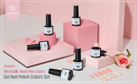 Modelones Gel Nail Polish Set 6 Colors Nude Pink Milky
