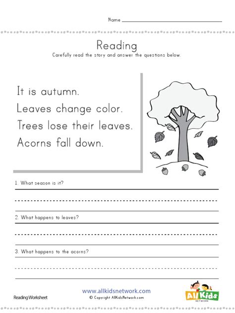 Autumn Reading Comprehension Worksheet Pdf Pdf Worksheets Library