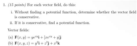 1 15 Points For Each Vector Field Do This I