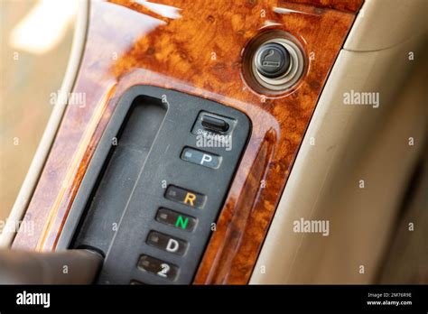 Shift Lock Button Closeup Of An Automatic Transmission Vehicle For