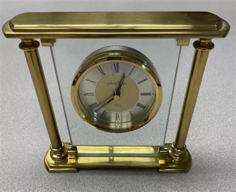 Seth Thomas Mantle Clock Brass And Glass Desk Shelf Table German Movement