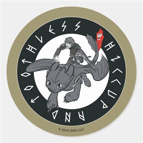 Hiccup And Toothless Runic Icon Classic Round Sticker Hiccup And