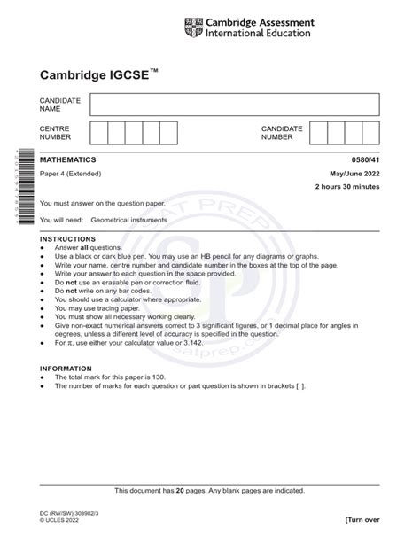 Ig Math Ext Paper 4 Pdf Elementary Geometry Euclidean Geometry