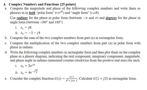 4 Complex Numbers And Functions 25 Points A StudyX