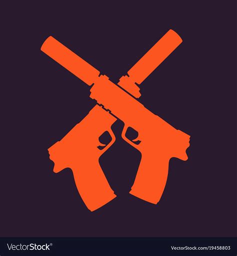 Pistols Silhouette Handguns With Silencers Vector Image