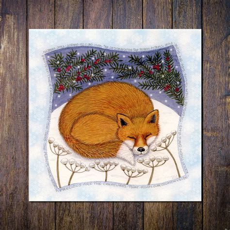 Snowy Red Fox Non Religious Christmas Winter Solstice Or Yuletide Card