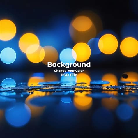 PSD Blue Bokeh Raining Light Blurry Lights Black Background Round