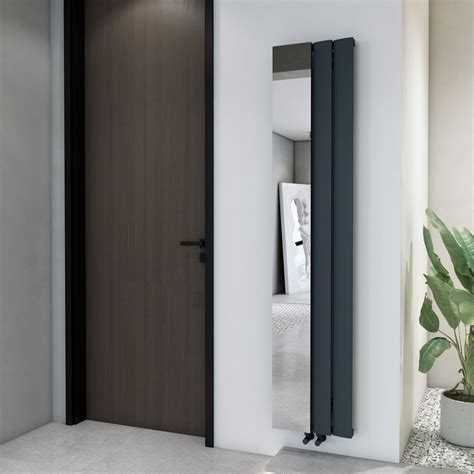 Milano Aris Aluminium 1800mm Vertical Designer Radiator With Mirror