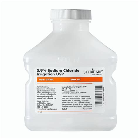 Sterile Irrigation Solution Usp Normal Saline 500ml Sodium Chloride 0 9