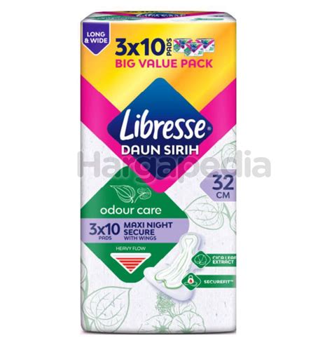 Libresse Daun Sirih Long Wide Maxi Night Secure Wing 32cm 3x10s