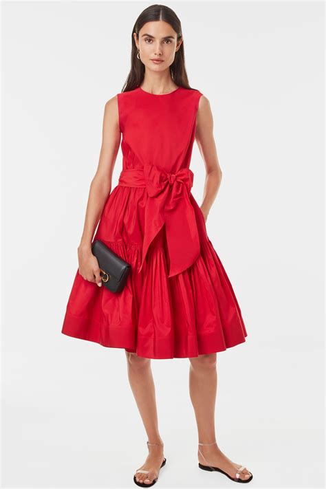 Vestido de tafeta con volante rojo CH Carolina Herrera España