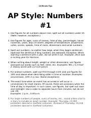 AP Style 1 Docx 10 Minute Tips AP Style Numbers 1 1 Use Figures For All Numbers Above Nine