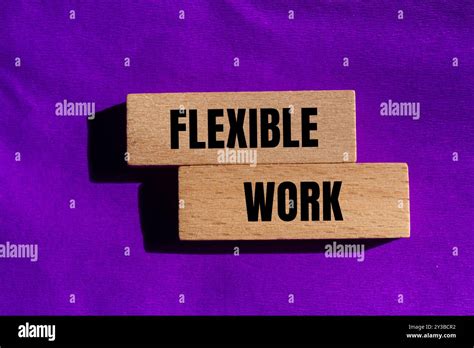 Flexible Work Message Written On Wooden Blocks With Purple Background Conceptual Flexible Work