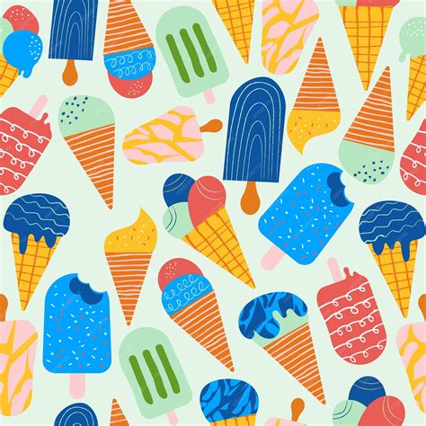 Premium Vector Seamless Pattern Of Abstract Ice Cream Hand Drawn