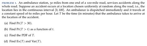 Solved PROBLEM 1 An Ambulance Station 30 Miles From One Chegg