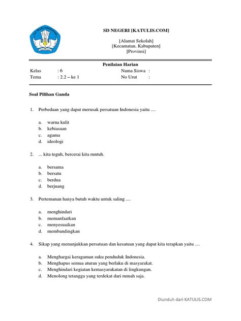 Soal Ph Kelas 6 Semester 1 Tema 2 Subtema 2 Ke 1 Pdf Perjalanan