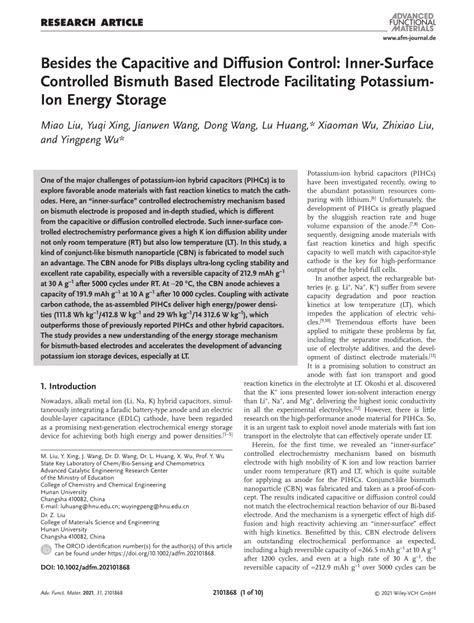 Besides The Capacitive And Diffusion Control Inner‐surface Controlled