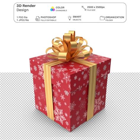 Premium PSD Christmas Box D Modeling Psd File