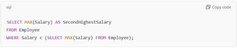 Find the Second Highest Salary in SQL