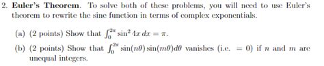 Solved 2 Eulers Theorem To Solve Both Of These Problems