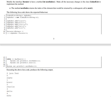 Solved Modify The Interface Iterator To Have A Method Int